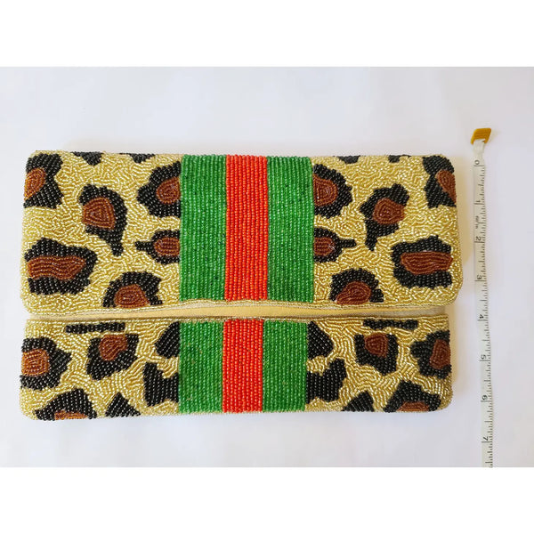 Leopard Print Beaded Clutch Bag – Forbes Fashions